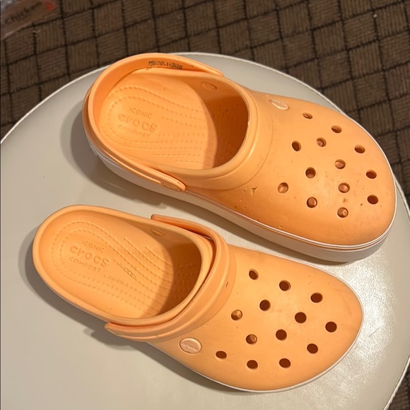 CROCS | Shoes | Crocs Orange Wedge Shoes With Ventilation And Textured ...